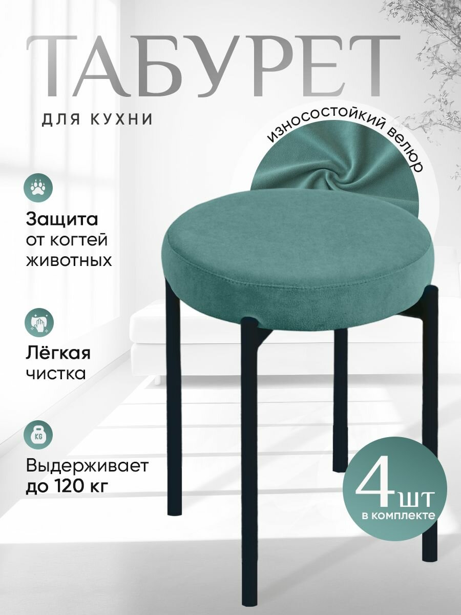 Табурет для кухни Бакс 4 шт, Мятный