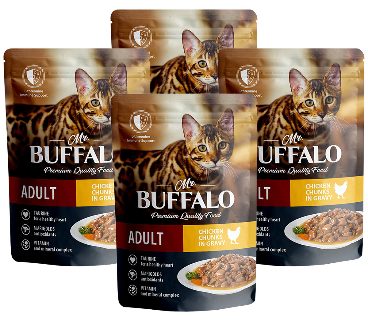 Корм влажный Mr.Buffalo Adult Cat Chicken для взрослых кошек, курица в соусе, 85 гр х 4 шт