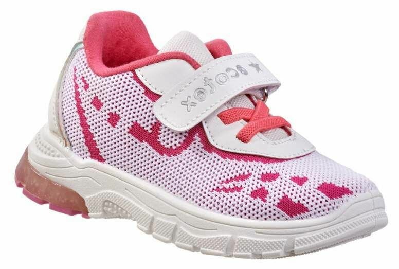 Кроссовки Кроссовки для девочки ECOTEX STAR, Арт. 7-104TF, цвет: белые(малин), Размер 28