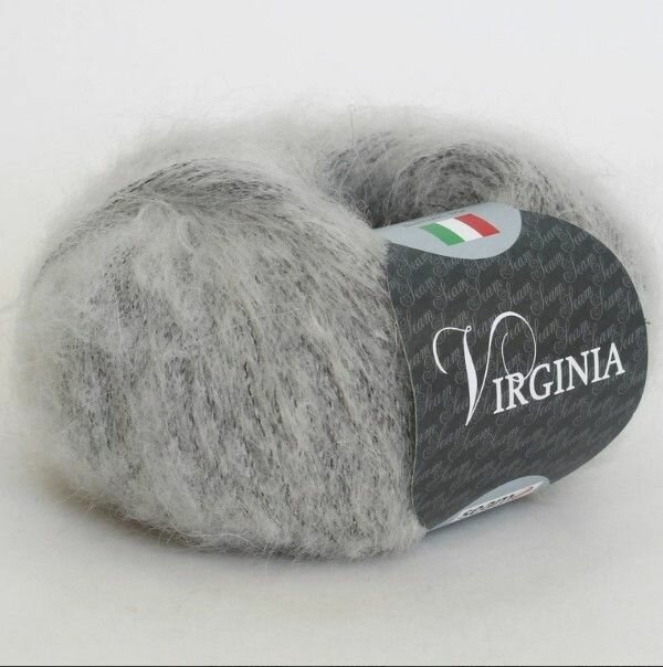 Пряжа SEAM Virginia Сеам Вирджиния 5шт*25г*225м 30% мохер 40% акрил 30% нейлон цвет 04 средне-серый