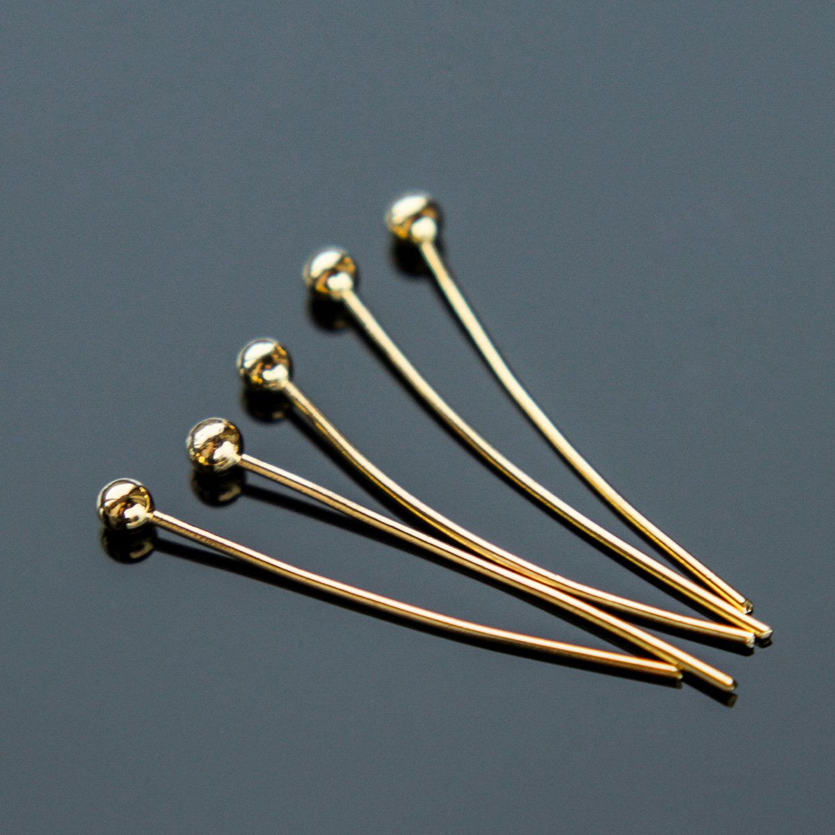 Пины с шариком (упаковка 10 г, примерно 180 шт.), цвет золото, размер 20х0.5 мм