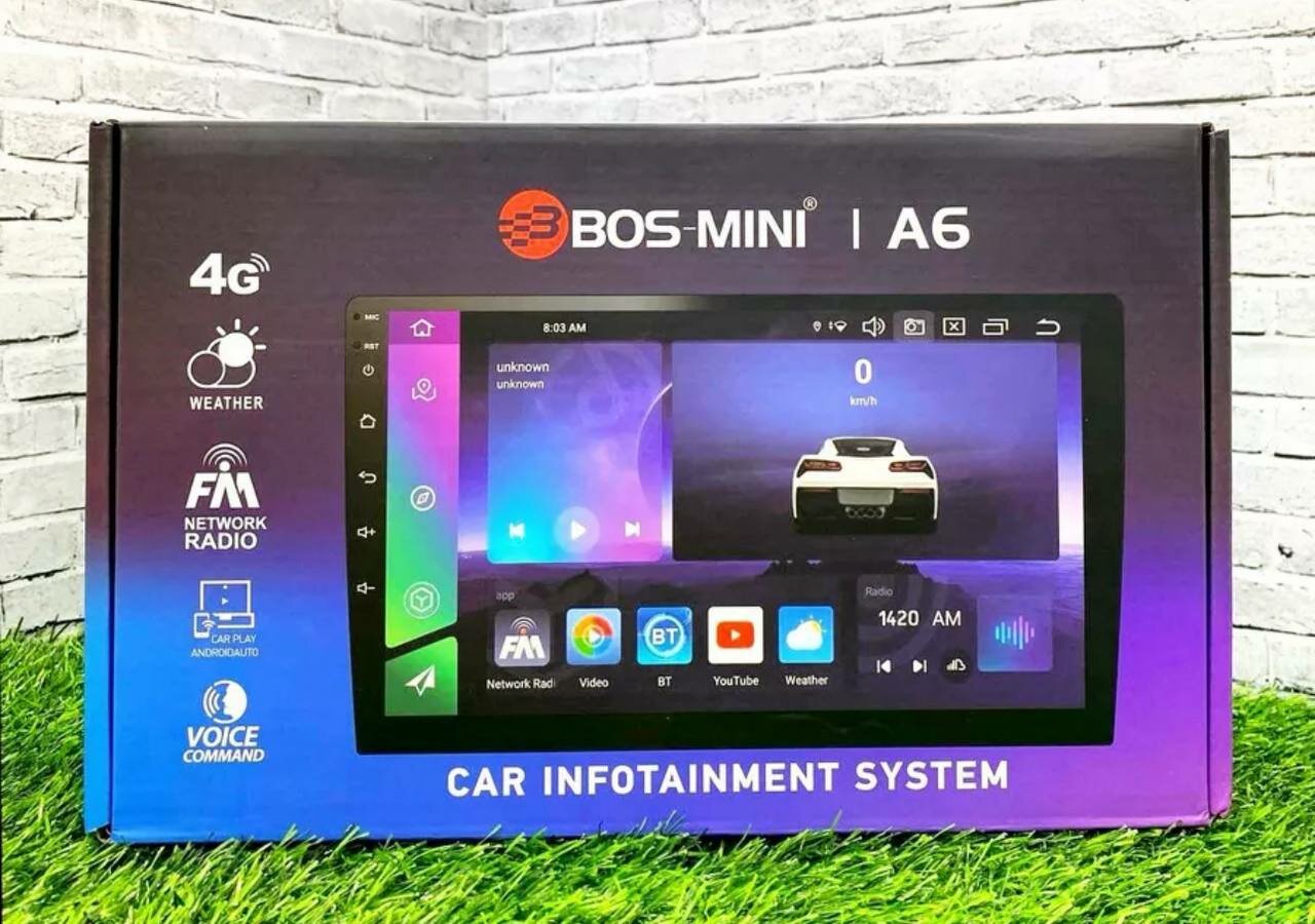 Автомагнитола Bos-Mini A6 – 8 ядер, 2/32 ГБ, Android 9, Sim-карта с охлаждением