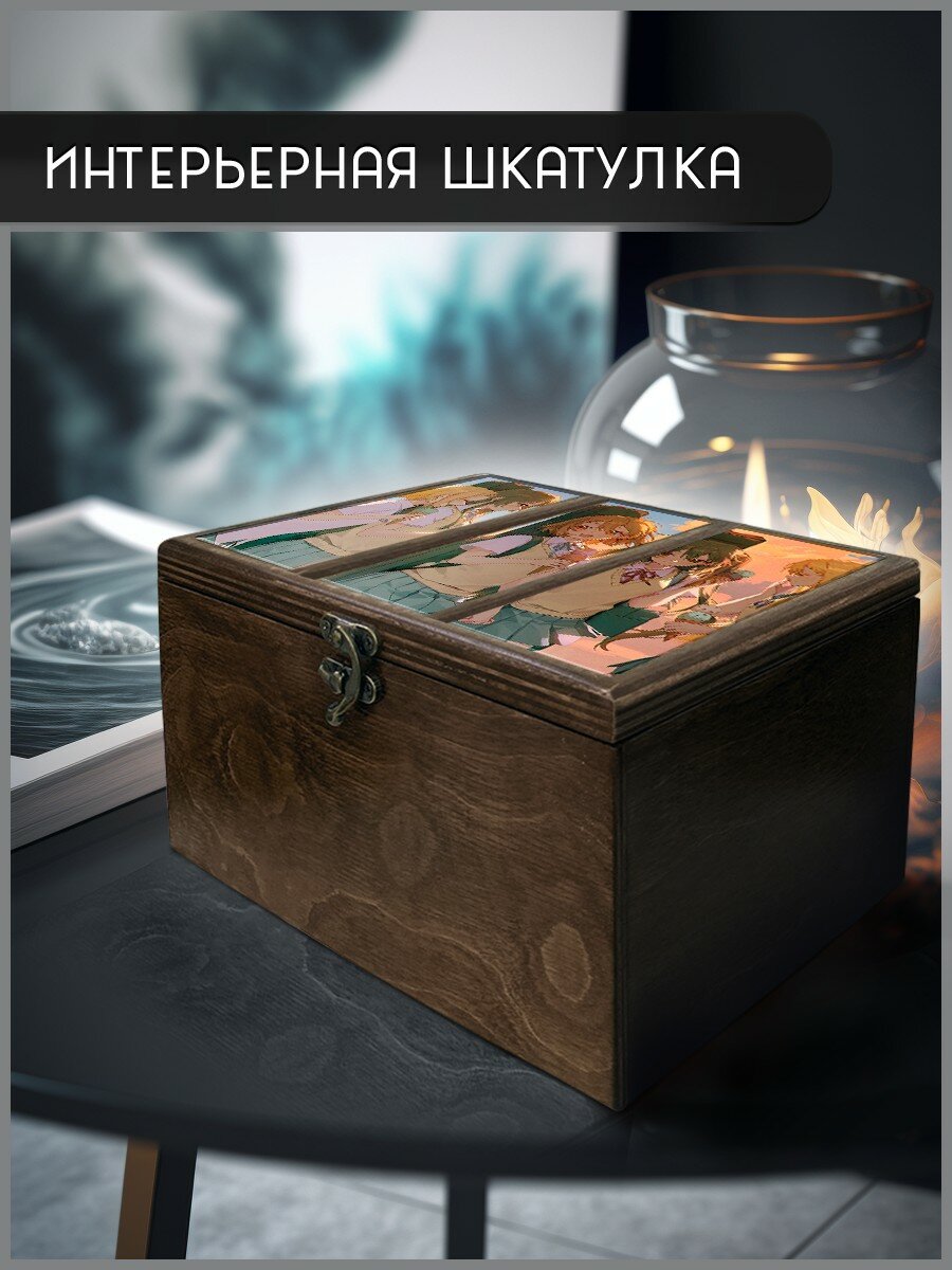 Шкатулка интерьерная "Тройная" для украшений универсальная 22x17x12 см Аниме k on (Кэй он, аниме, anime, музыка, Юи, Мио, Рицу, Цумуги, Харухи Судзумия) - 932