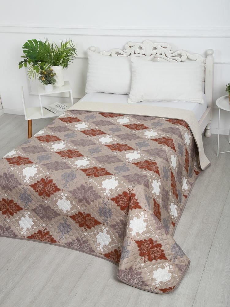 Покрывало 1,5-спальное, 145х200 см, "Ультрастеп", (Элегант), серый цвет