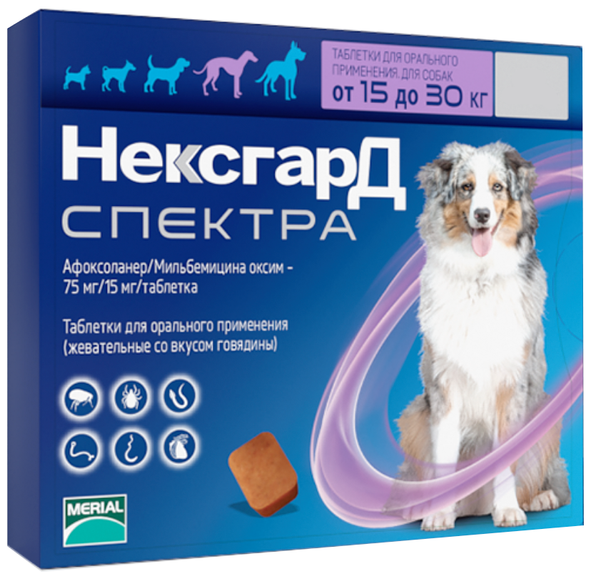 Нексгард спектра комбинированный противопаразитарный препарат для собак от 15 до 30 кг.