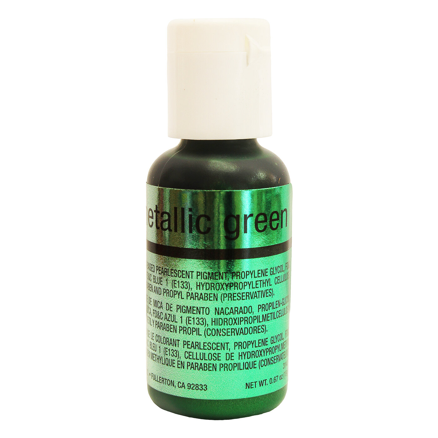 Краска сияющая Зеленая Metallic Green Chefmaster, 18 гр. (набор 2 шт.)