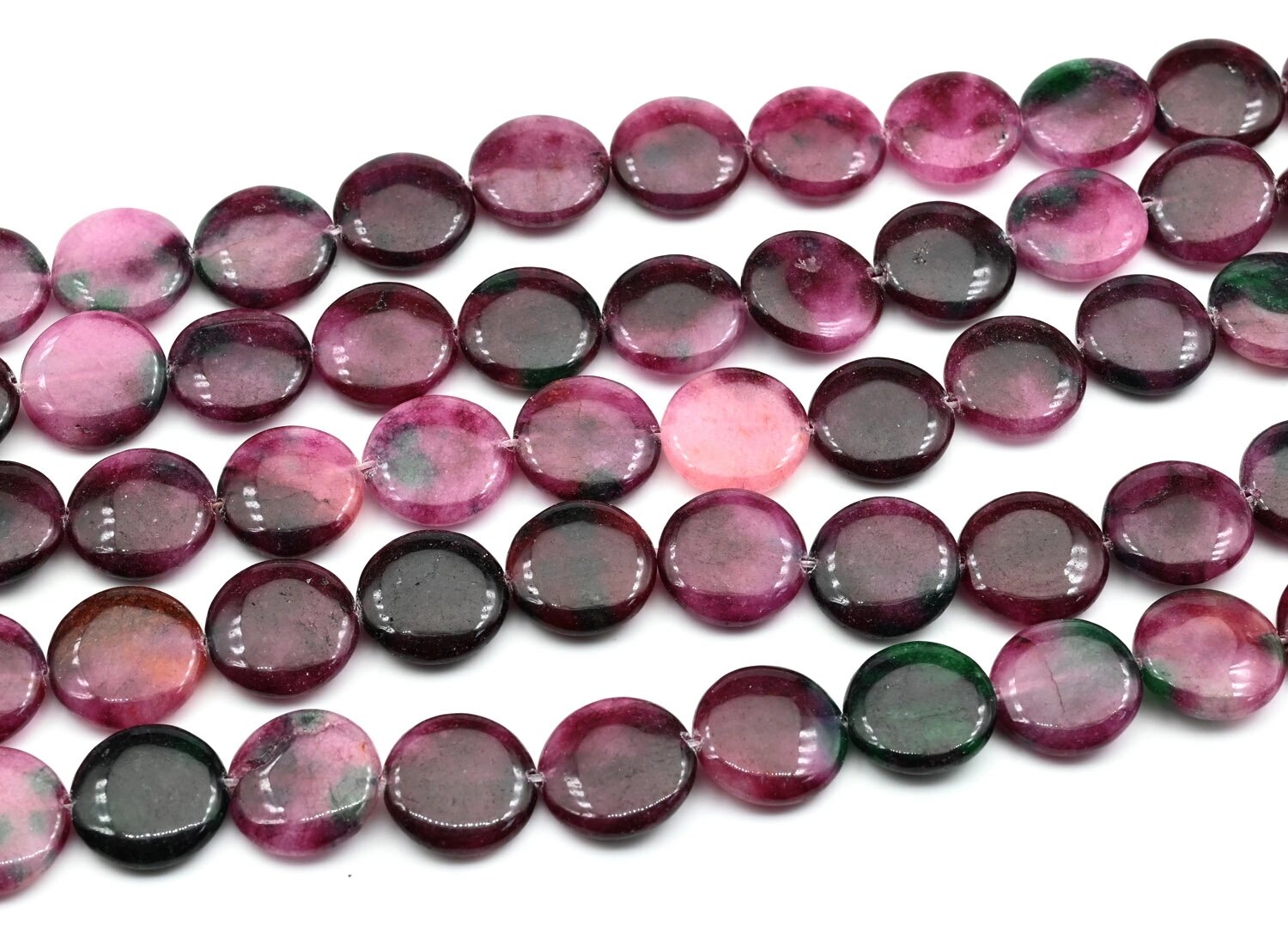 Бусины из турмалина круг 20мм, 40см, 19 бусин .