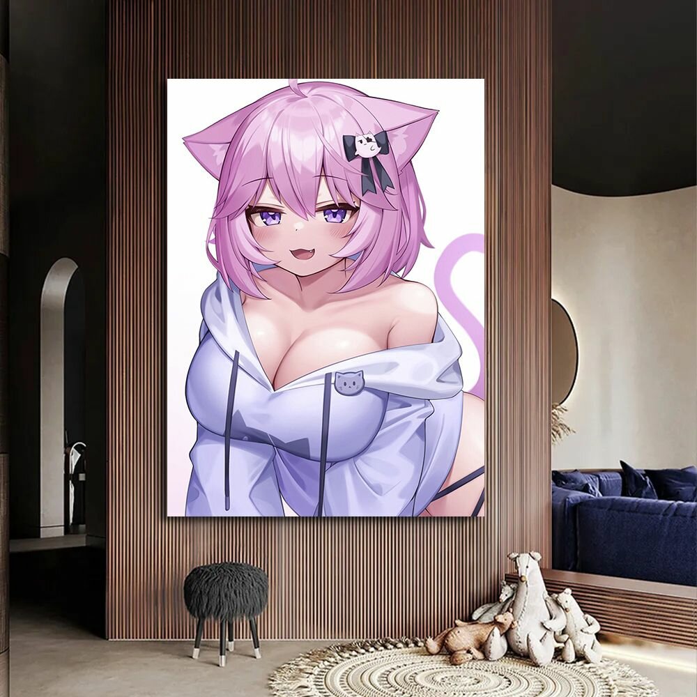 Постер ВсеКартины. Тут "Аниме 18+" 30x40 см, на подрамнике, на деревянном подрамнике