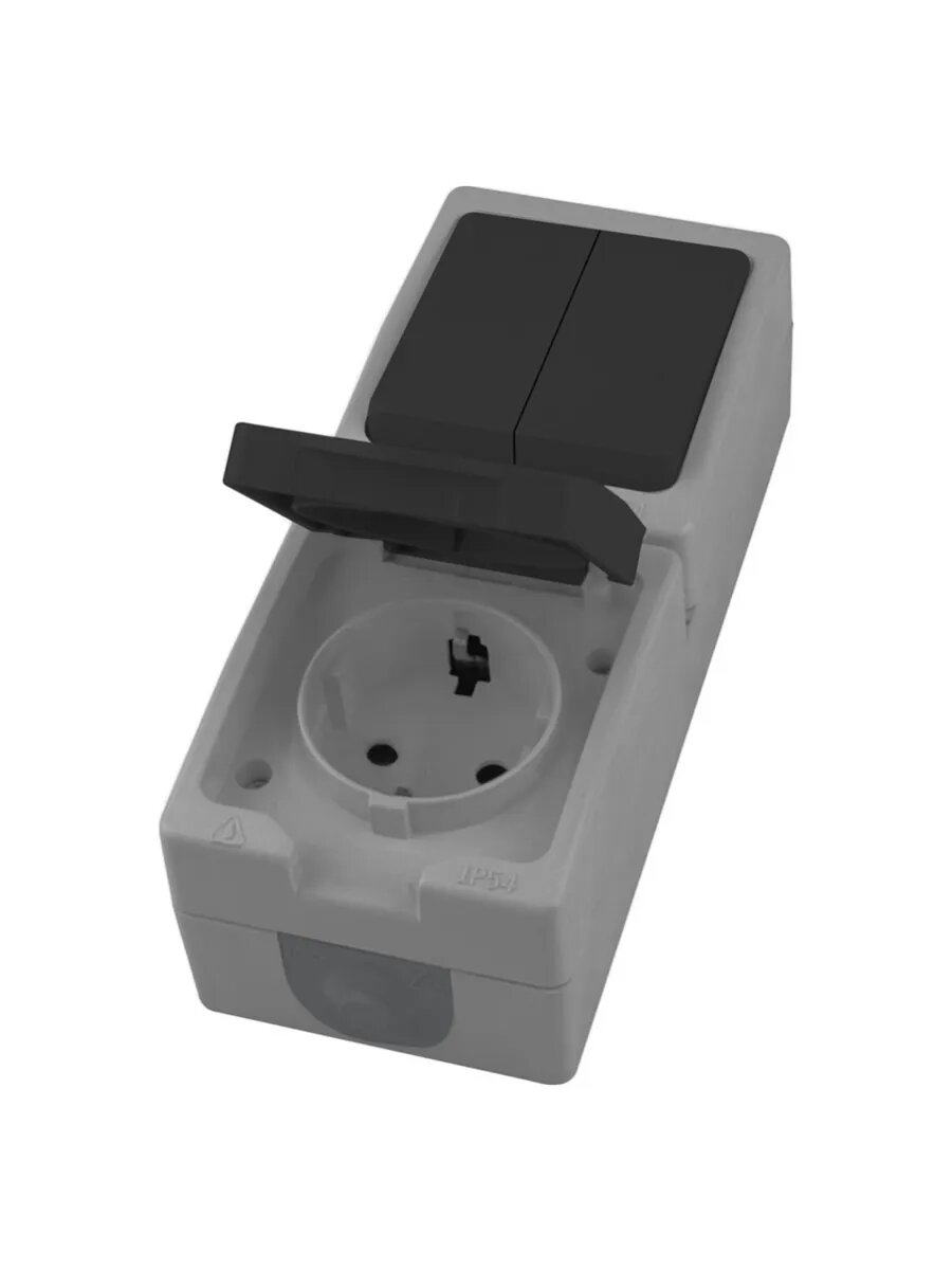 Блок розетка с выключателем уличная накладная IP54