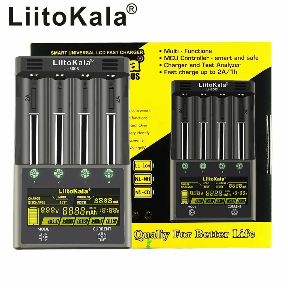 LiitoKala Lii-600S зарядное устройство для аккумуляторов, черное