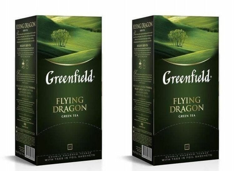 Greenfield Чай зеленый Flying Dragon, 25 пакетиков по 2 г, 2 уп