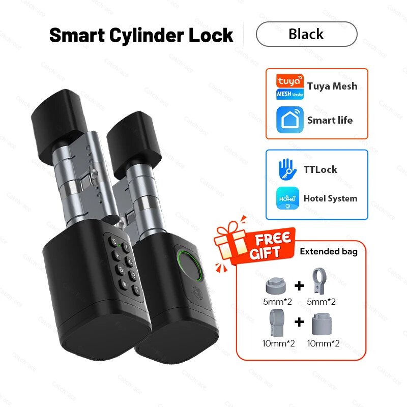 Версия V1 Pro+, регулируемое приложение TUYA или TTLock, пароль по отпечатку пальца, цифровой цилиндр RFID-карты, умный дверной замок для домашнего отеля