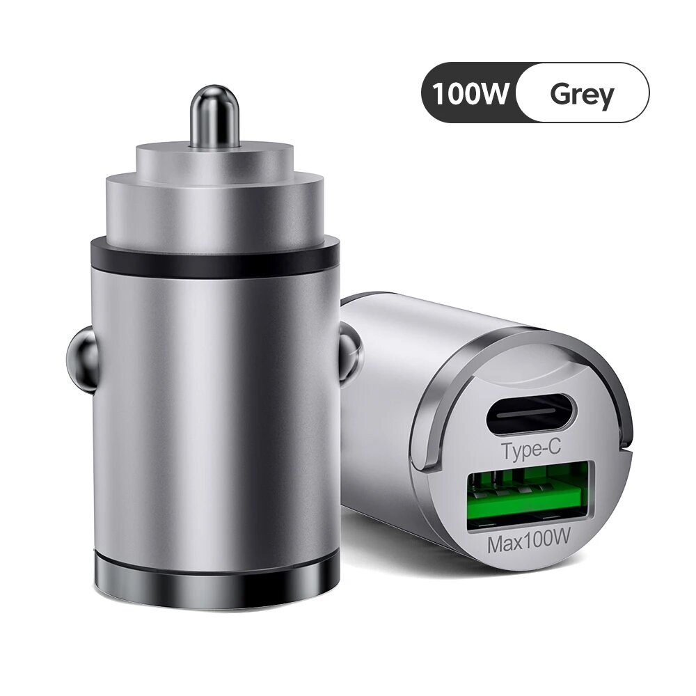 Автомобильное зарядное 100W Grey USB Type-C