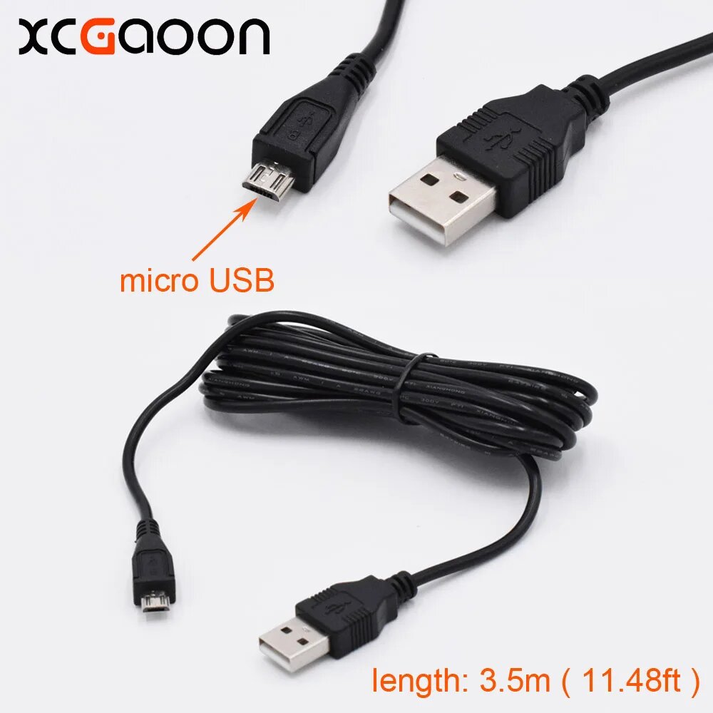 XCGaoon Автомобильный зарядный изогнутый кабель micro USB для автомобильного видеорегистратора, камеры, видеорегистратора/GPS/PAD/мобильного телефона, кабель длиной 3,5 м (14,48 футов)