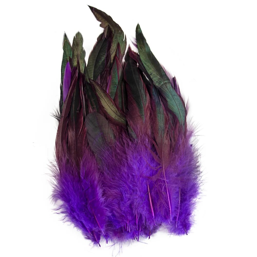 Натуральные окрашенные перья петуха 15-20 см Фиолетовый, 200pcs, Purple