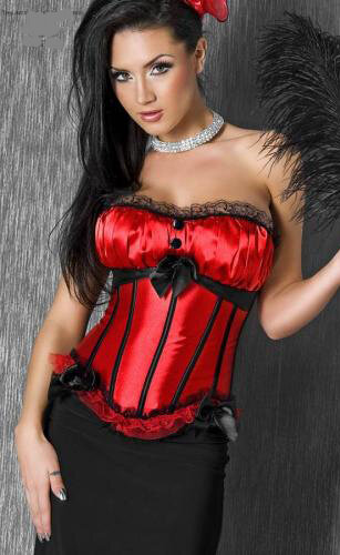 Корсет "Богиня" красный с чашечками, с отделкой пуговкамии бантом
