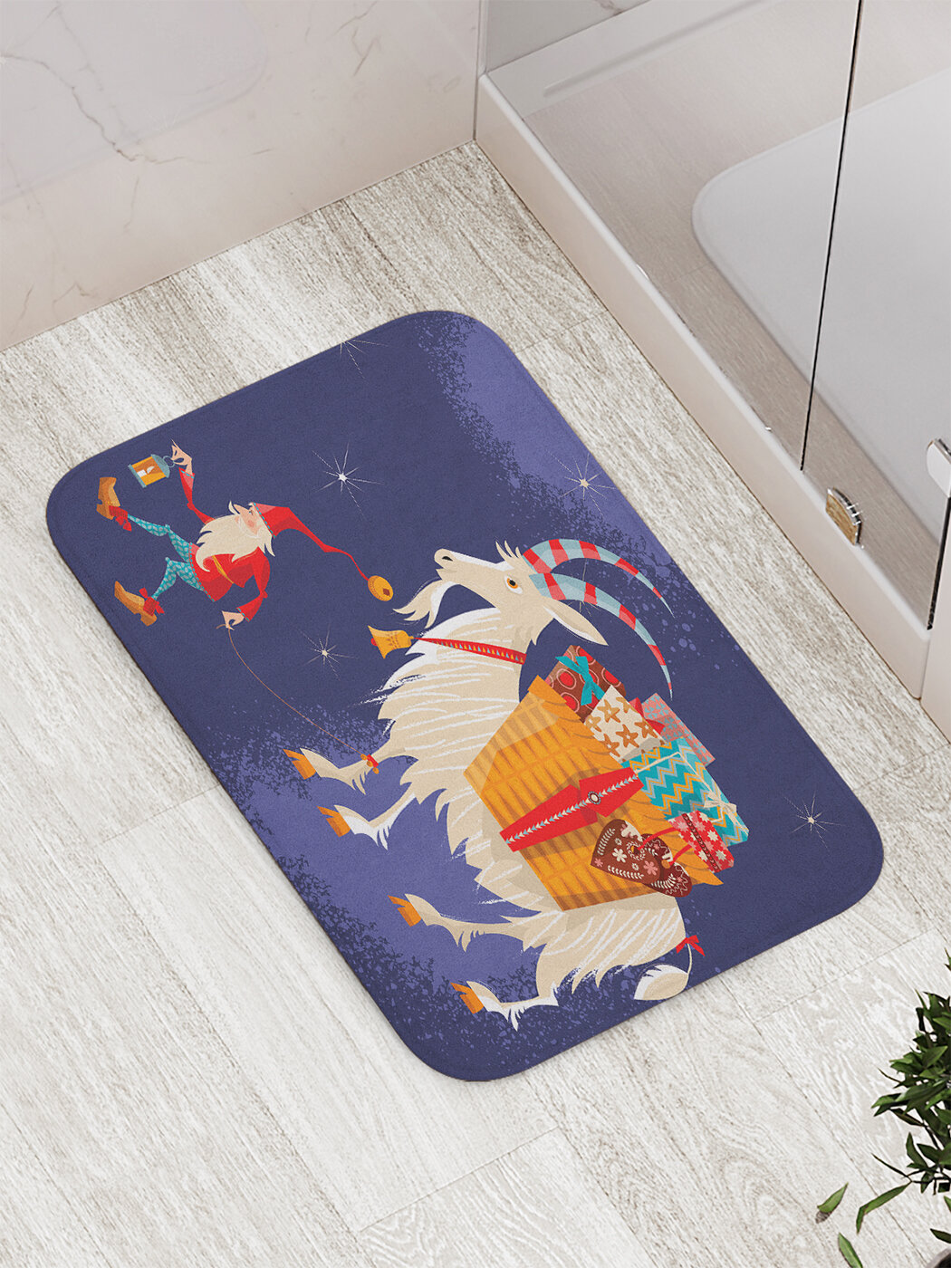 Коврик для ванной комнаты, туалета "Рождественский сюрприз" противоскользящий, 52х77 см, JoyArty, серия Новый год