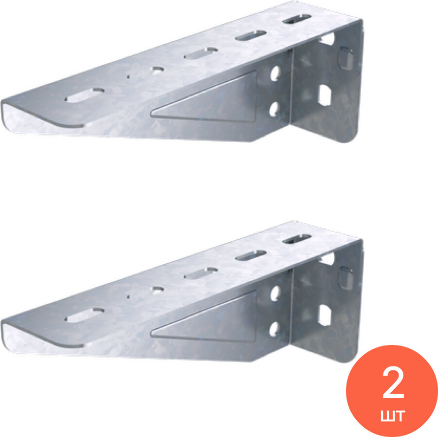 Консоль для кабельных лотков DKC / ДКС BBL3010 легкая для монтажа трассы, оцинкованная стальная, длина основания 100мм / крепеж (комплект из 2 шт)