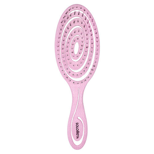 SOLOMEYA Detangling bio hair brush Light pink Подвижная био-расческа для волос светло-розовая