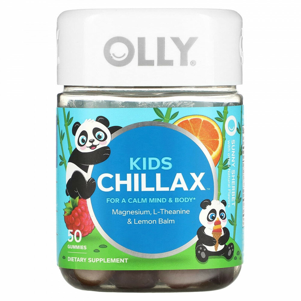OLLY, Kids Chillax, для детей от 7 лет, солнечный щербет, 50 жевательных таблеток