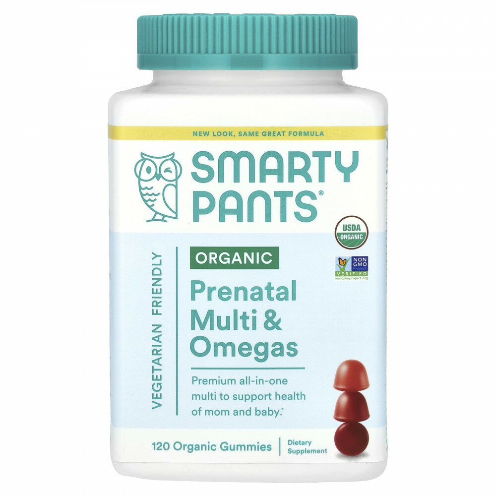 SmartyPants, Organics, пренатальный комплекс, 120 вегетарианских жевательных таблеток