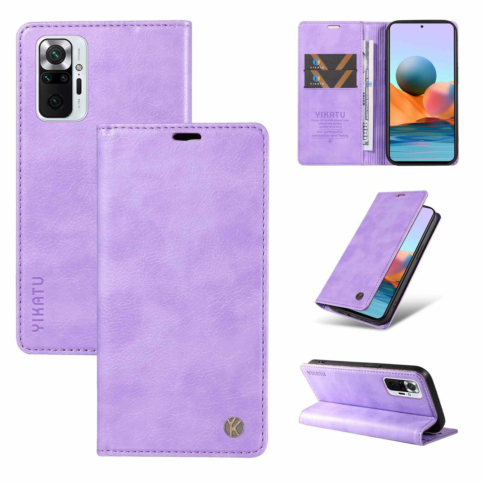 YIKATU Кожаный чехол для Xiaomi Redmi Note 10 PRO (4G) и Note 10 PRO MAX (Сяоми редми ноут 10 про) с визитницей из экокожи книжка