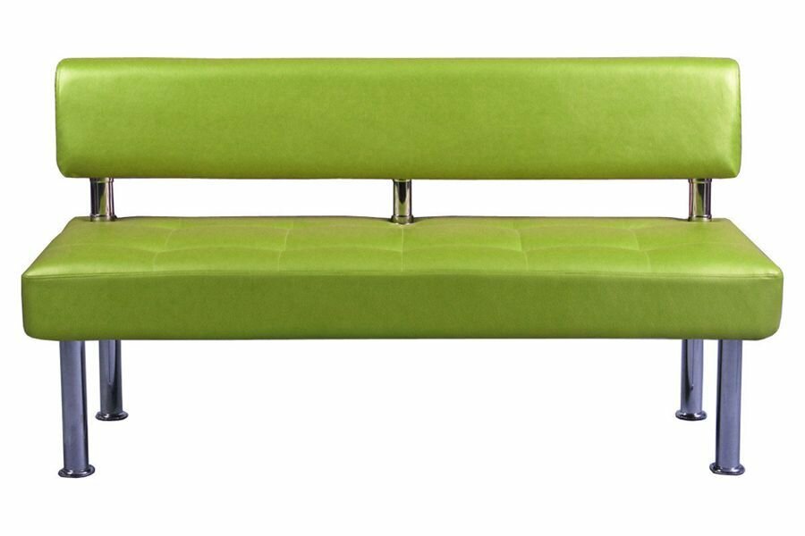 Диван прямой для дома и офиса Сантьяго без боковин 160x58х80 салатовая экокожа