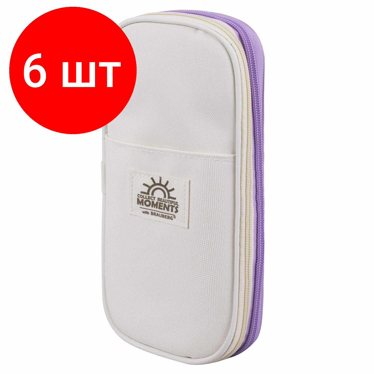 Комплект 6 шт, Пенал-трансформер BRAUBERG, полиэстер, 22х10х3 см, "Digital lavender", 271562