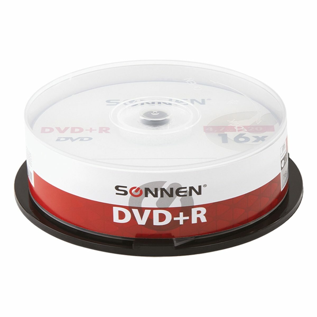 Оптический диск DVD+R Sonnen 4.7Gb, 16x, cake box, комплект 25шт. (513532), 24 уп.