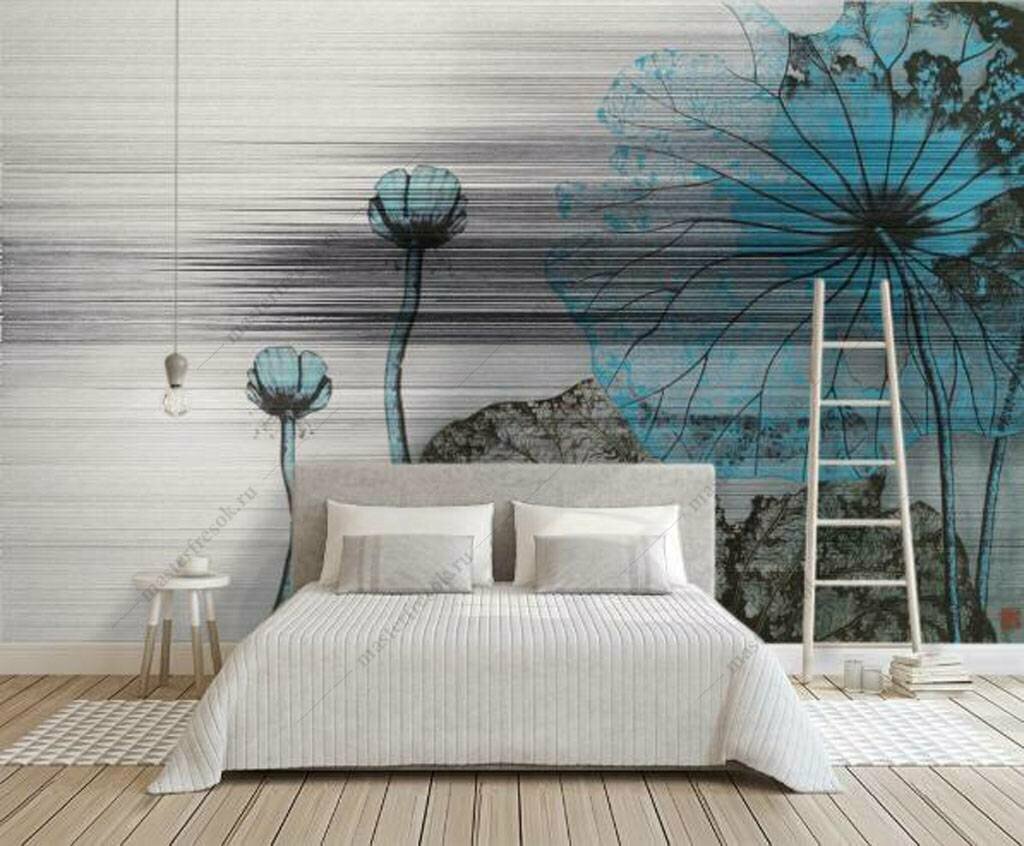 Фотообои Голубые орхидеи 15-926-L 300 х 490 см (ВхШ) Бесшовные, флизелиновые, влагостойкие обои MasterFresok