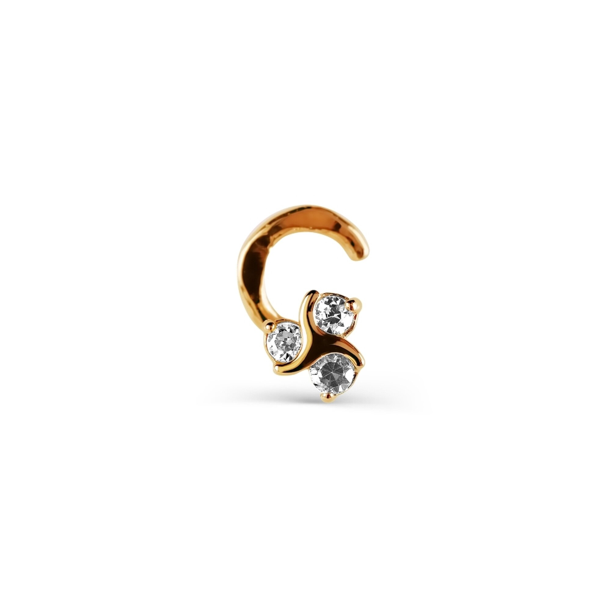 Пирсинг в нос, красное золото, 585 проба, фианит