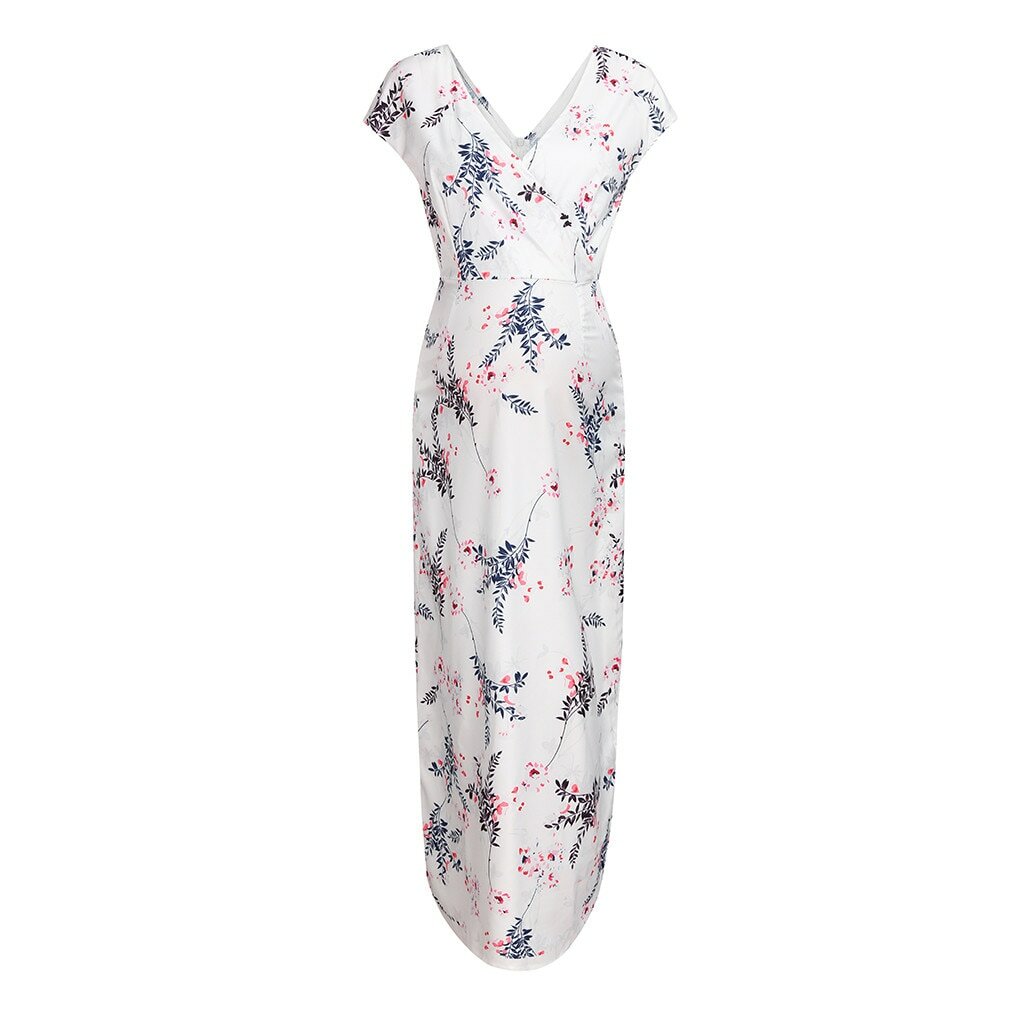 Платья для беременных Женское платье с цветочным принтом и короткими рукавами Длинное платье для беременных женщин Vestidos Sukienki Ciążowe Letnie@50