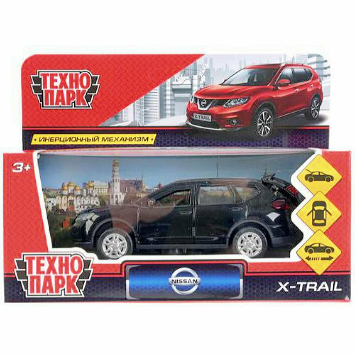 Модель Инерционная Технопарк Nissan X-Trail (12см, металл, открываются двери, черная, в коробке) X-TRAIL-BK