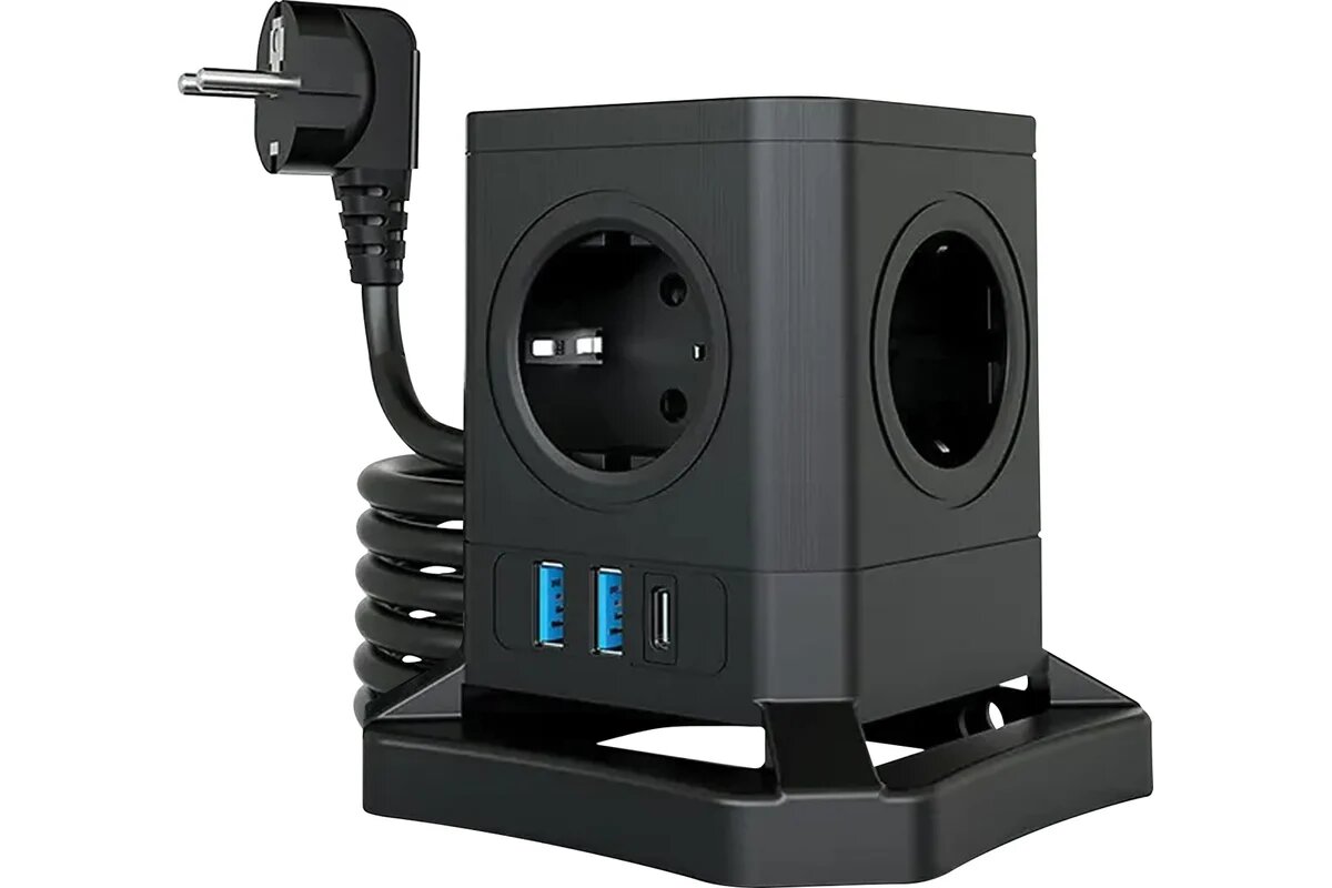 QUMO Power Block System PD1 12SP5U P-0003 сетевой фильтр 5 розеток USB-C 30W USB 2x 2,4A