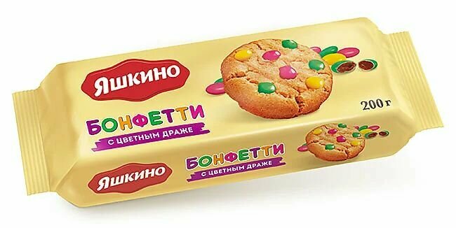 Яшкино Печенье сдобное Бонфетти, с цветным драже, 200 г