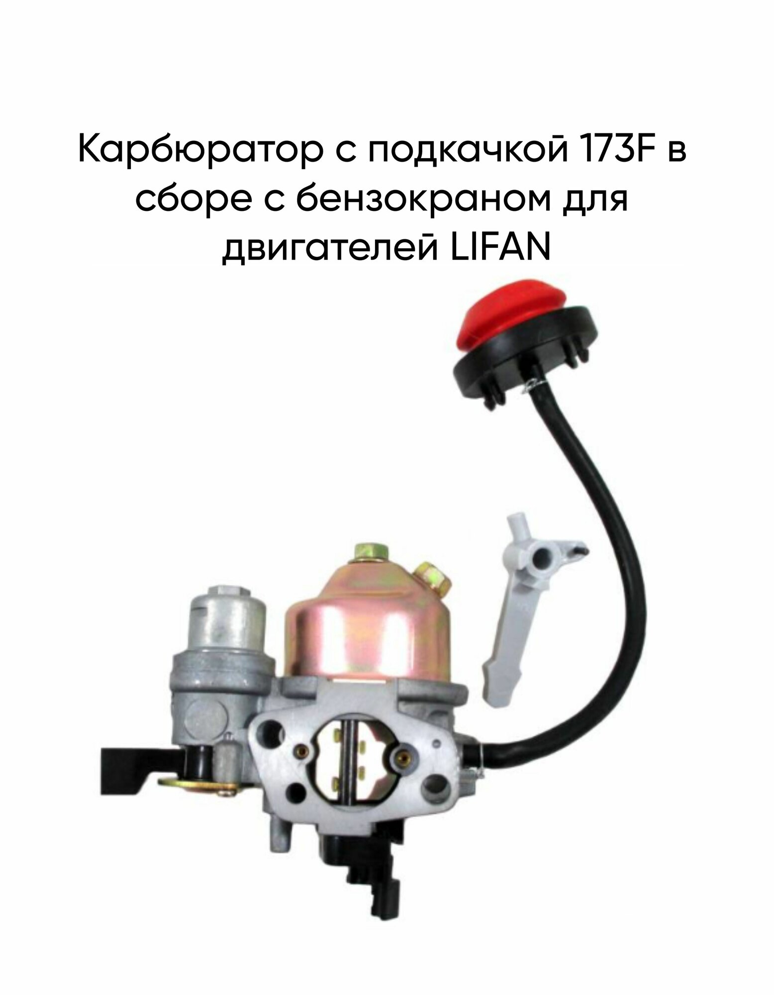 Карбюратор с подкачкой 173F в сборе с бензокраном для двигателей LIFAN
