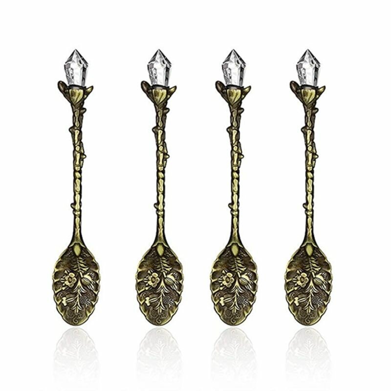 Набор из 4 хрустальных ретро кофейных ложек, чайных маленьких десертных ложек для послеобеденного дня, маленького подарка подруге