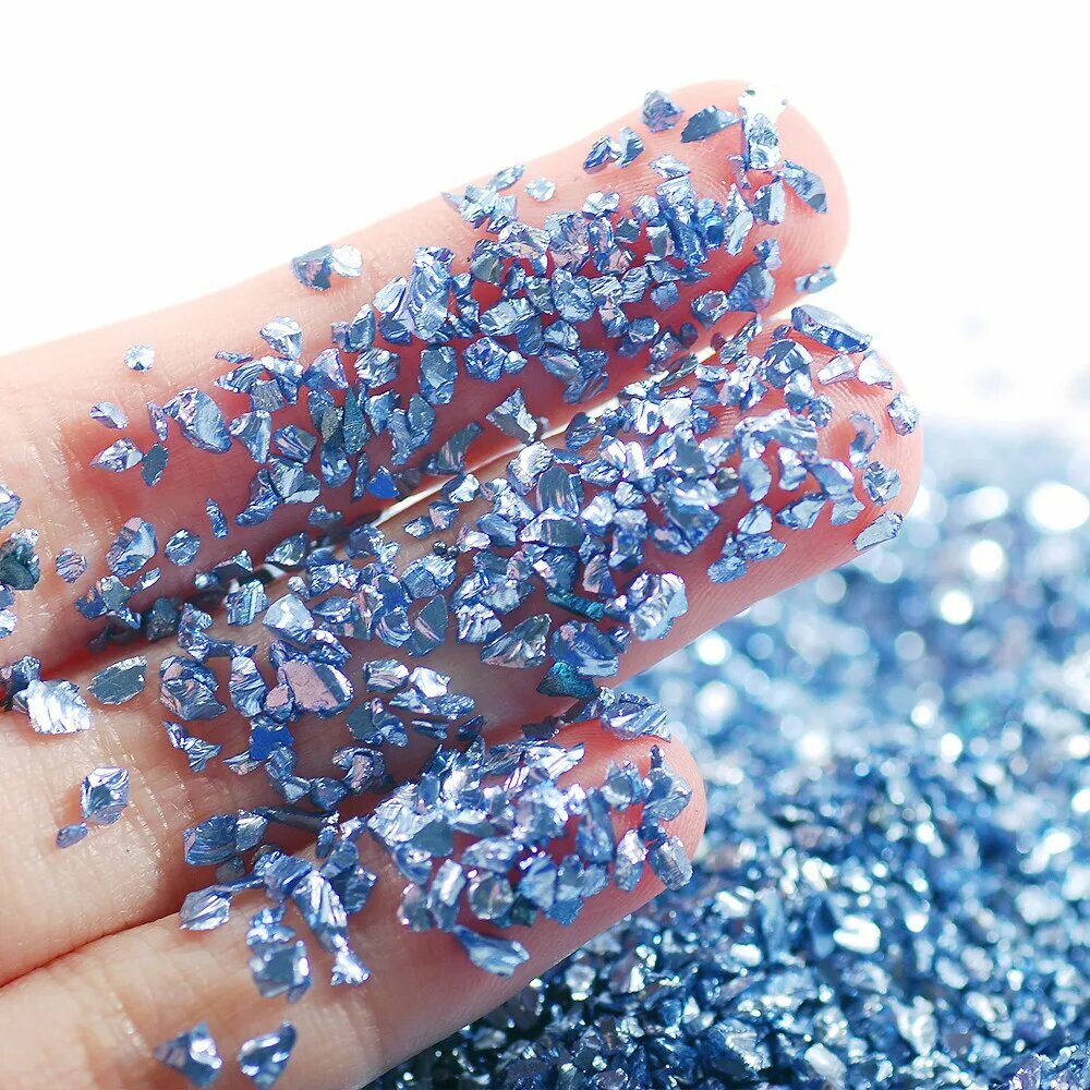 Стеклянные камни Hisenlee для эпоксидной смолы и нейл-арта, 2-4 мм, 20 г Синий, light blue