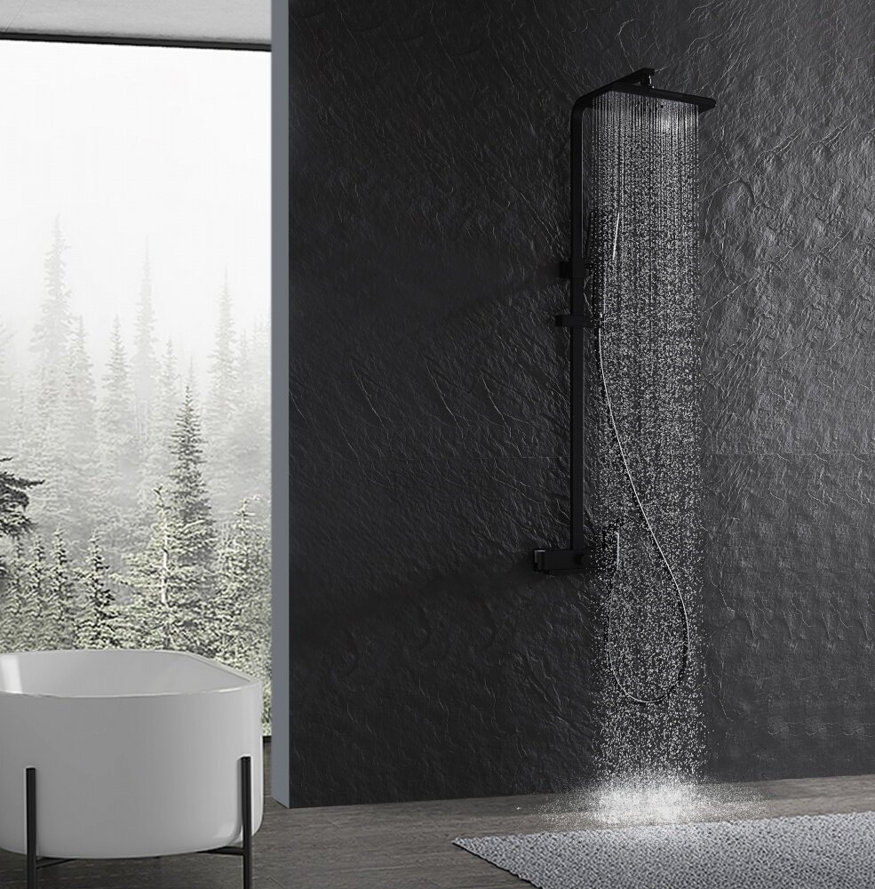 Душевая система с тропическим душем из латуни от бренда Ganzer GZ07162-C черный