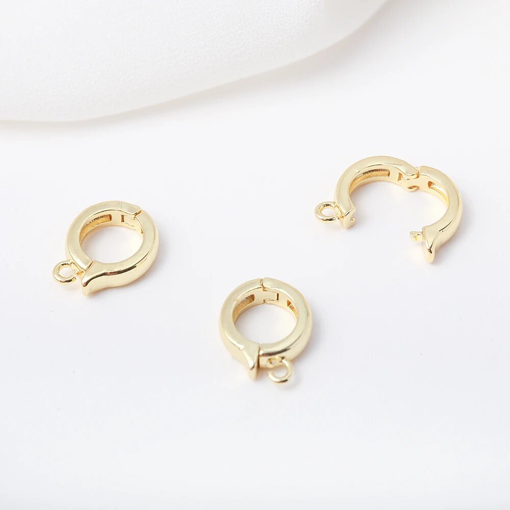 4 шт, позолоченные латунные круглые застежки для украшений Molinge 18k Gold Plated