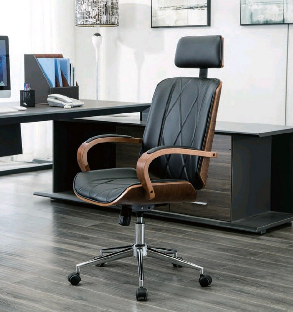 HESBY Кресло руководителя Serene Serenity с подголовником для офиса, черное