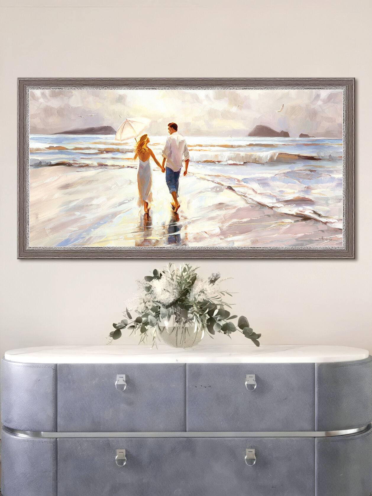 Картина на стену для интерьера в раме "Рука об руку" 59х109 см Графис