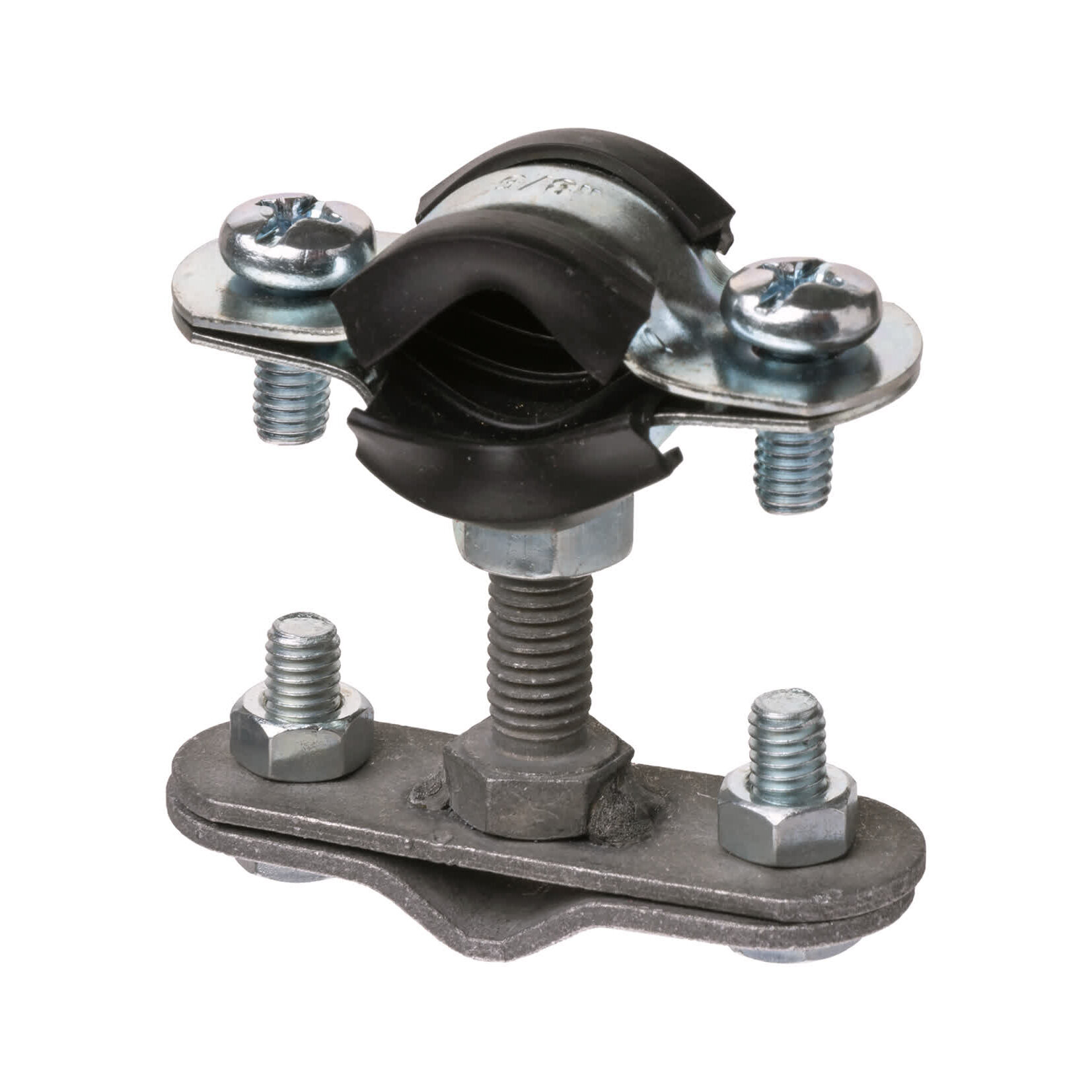 Держатель хомут с резиновым уплотнением Ø15-19 мм для прута Ø6-10 мм, стальной зажим, термодиффузия (упак. 1 шт.), TDM SQ2402-3200 (1 шт.)