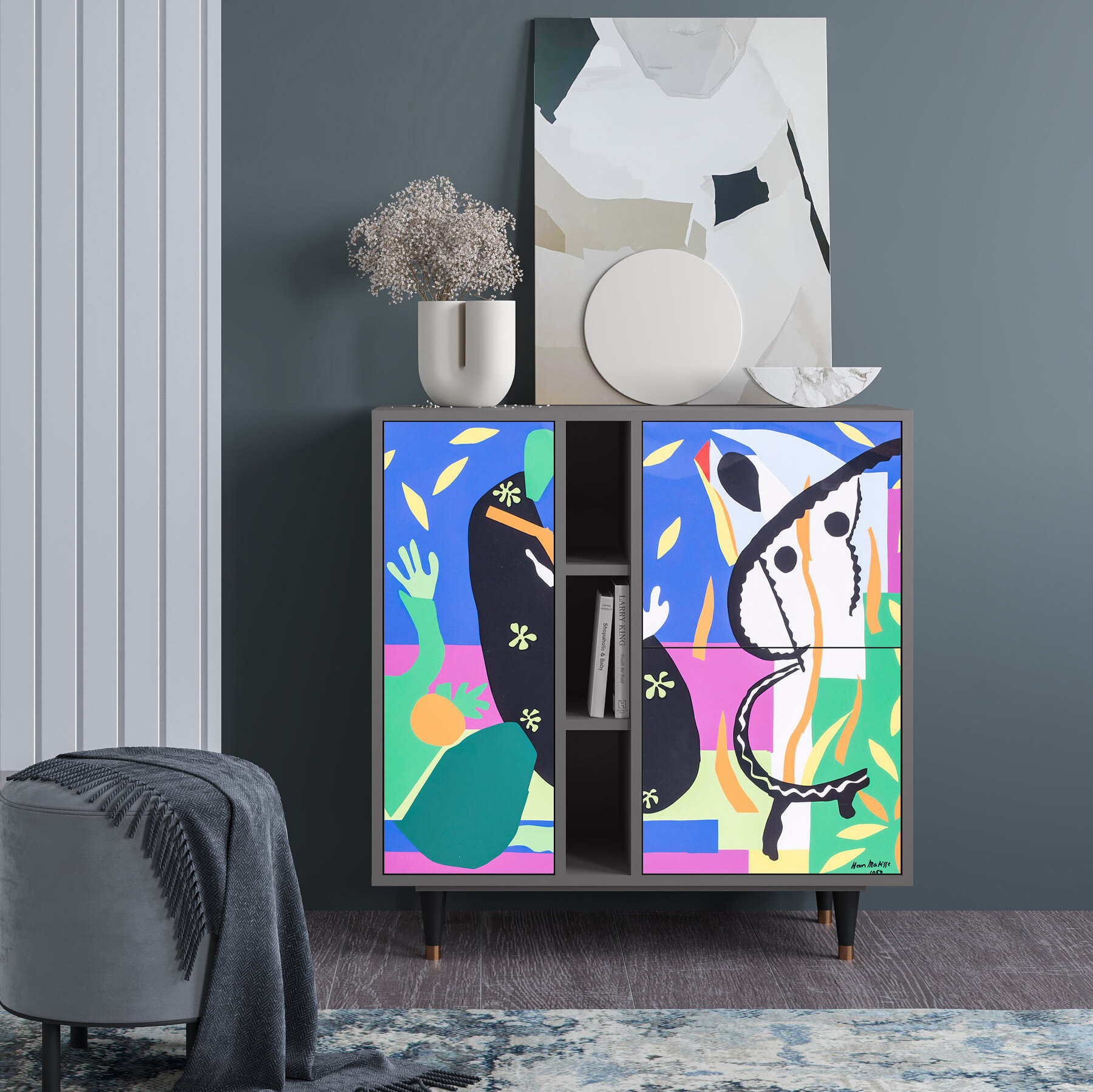 Комод - STORYZ - BS5 La Tristesse du Roi by Henri Matisse , Размер - 94 x 96 x 41 см, Цвет корпуса - , Серый