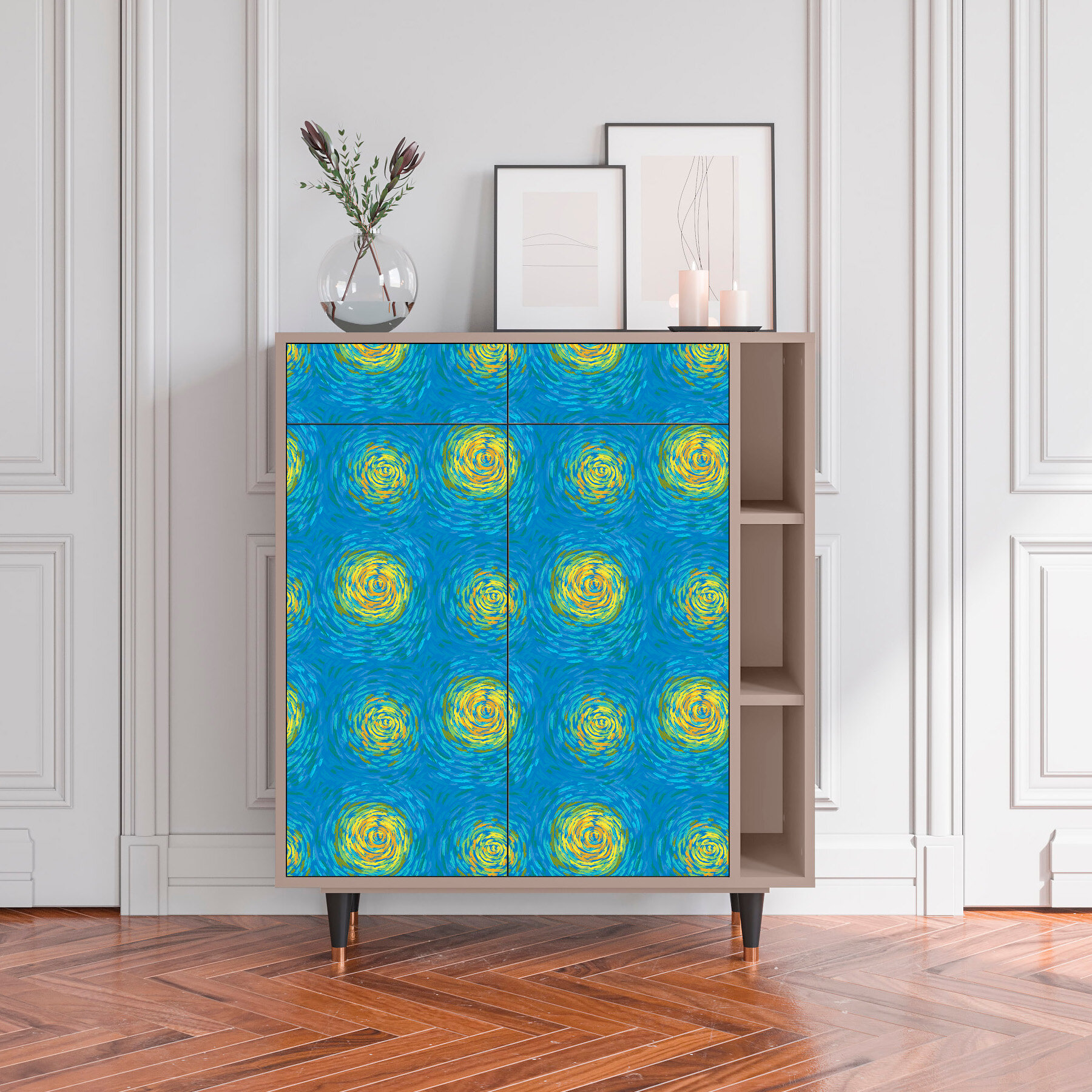 Комод - STORYZ - BS6 Van Gogh Lights, Размер - 94 x 110 x 41 см, Цвет корпуса - , Бежевый