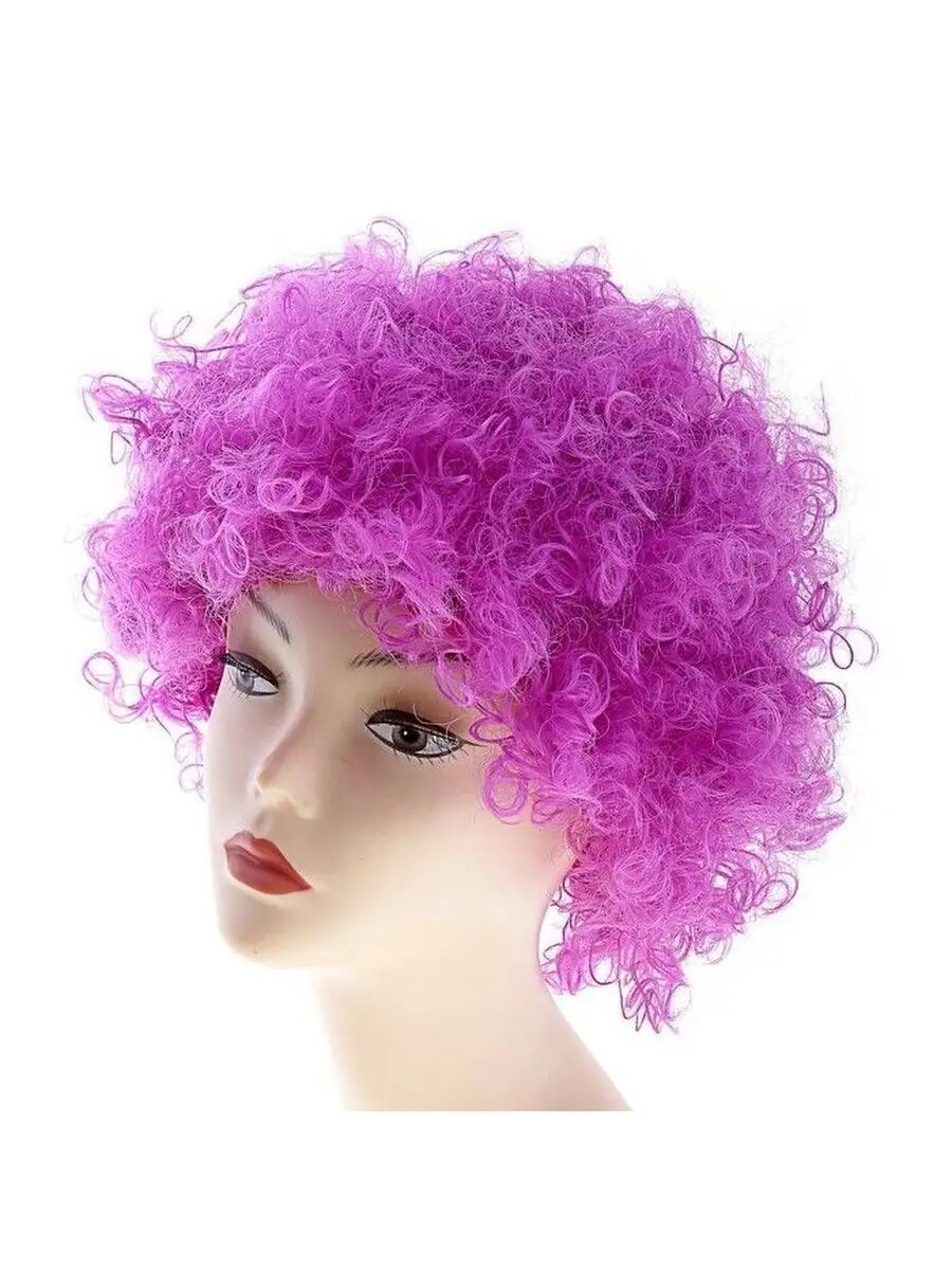 Парик СмеХторг "Кудрявый", искусственный, на Новый год, цвет фиолетовый