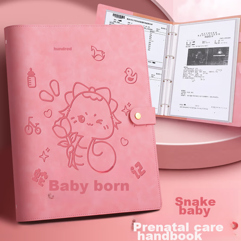 Jiaran Heng Pregnancy Check-Up Organizer, Prenatal Report Folder, Maternity Pregnancy Record Book, File Storage Pouch, Loose-Leaf Portable Ultrasound Examination Form, Document File, Large Capacity Collection Book, Pink