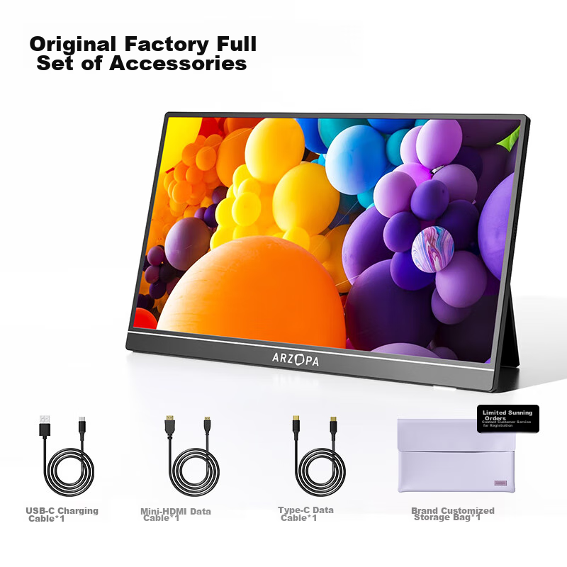 ARZOPA A Zhuopa 15.6-Inch Portable Monitor, IPS Screen, Direct Connection to Phone And Laptop, Expansion Screen for PS5/4, SWITCH, Secondary Display for Computer, A1 GAMUT