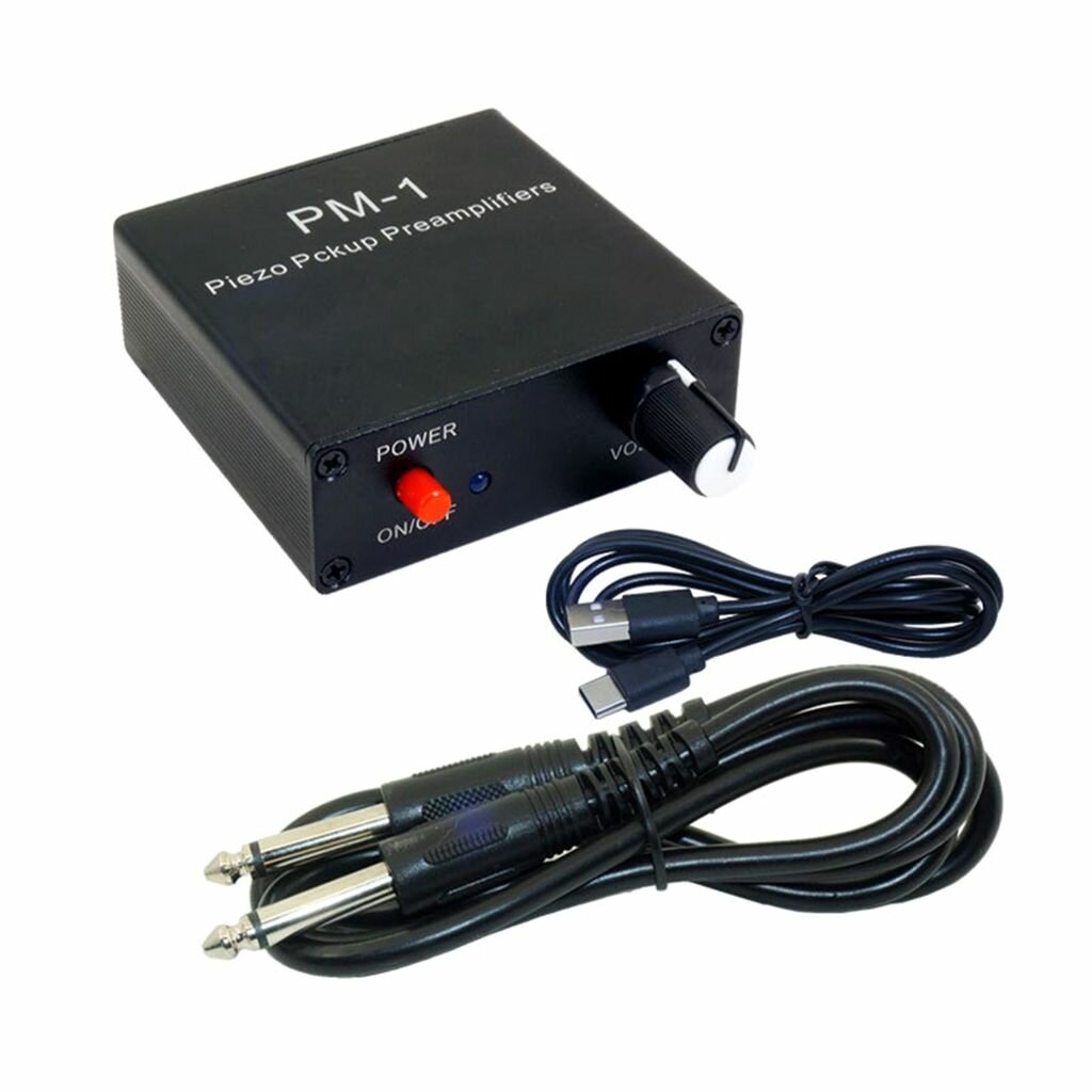 Предусилитель для пьезодатчика и усилитель для наушников с зарядкой TYPE C DC5V и входом/выходом 6.35 мм для оптимального звука