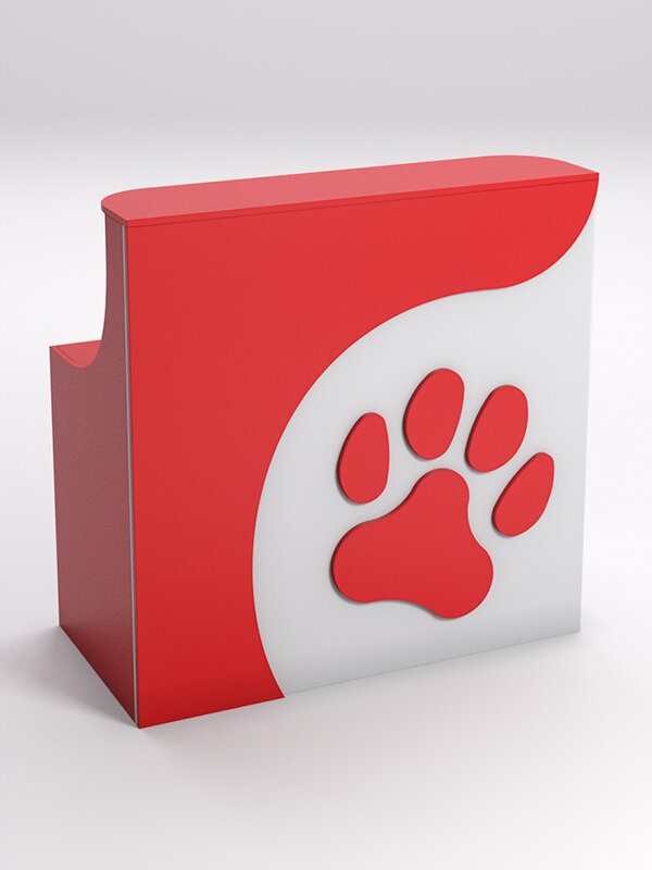 Ресепшен ПЭТ КЭТ прямой для правого угла, Серый и Красный. Производитель товара - компания Westcom.